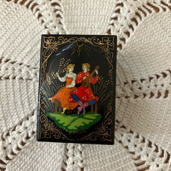 Accents | Vintage Russian Lacquer Trinket Box Hand Painted Folk Art ...
